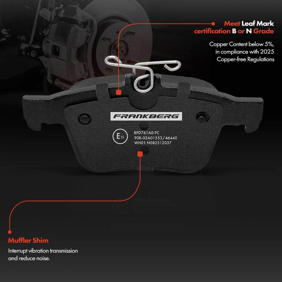 Brake Pads Set Rear for VW Golf Mk7 Mk8 Golf Sportsvan Touran T-Roc ...