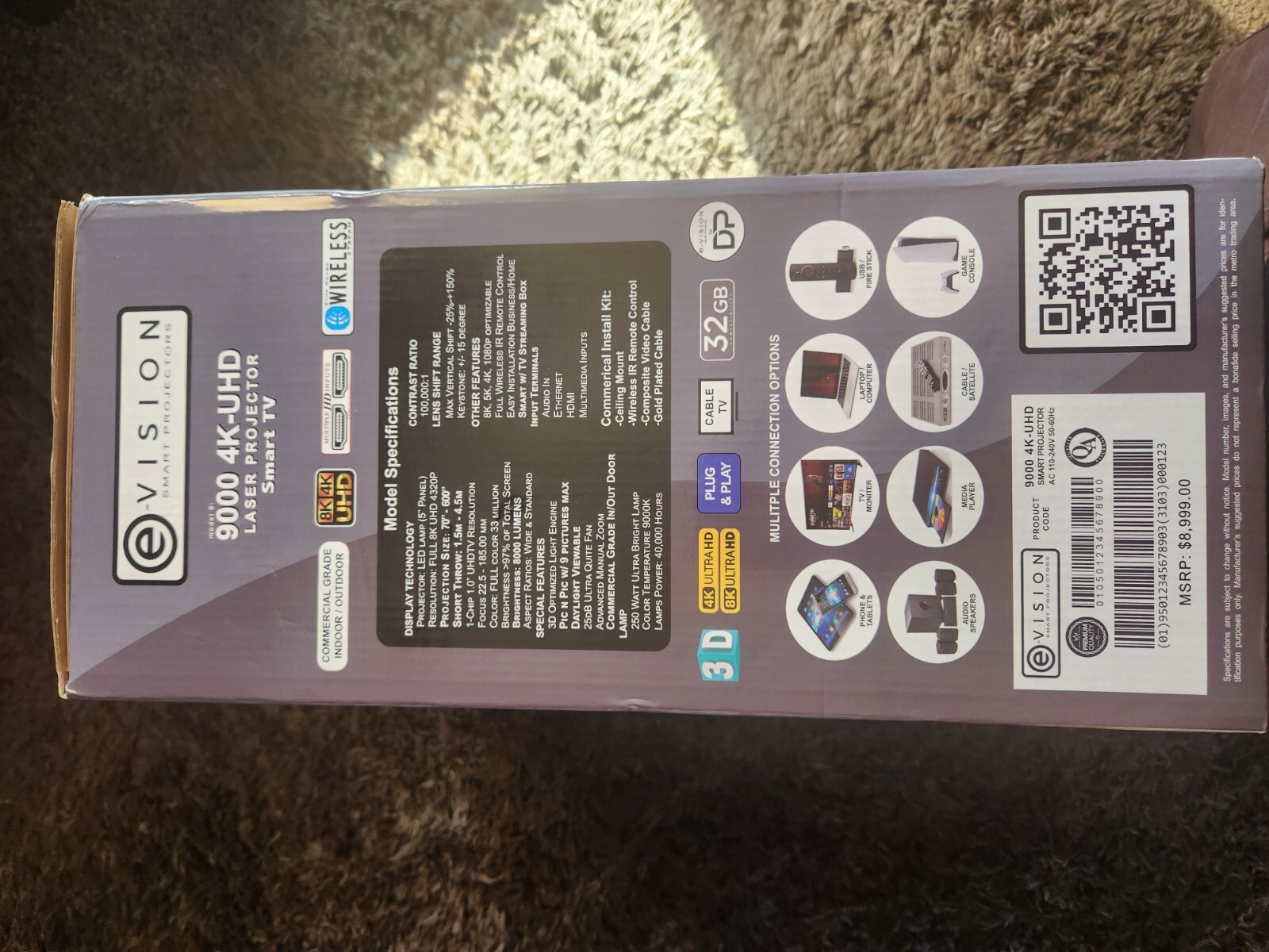 E-Vision 9000 4K-UHD Laser Smart Projector And Screen Projector | eBay