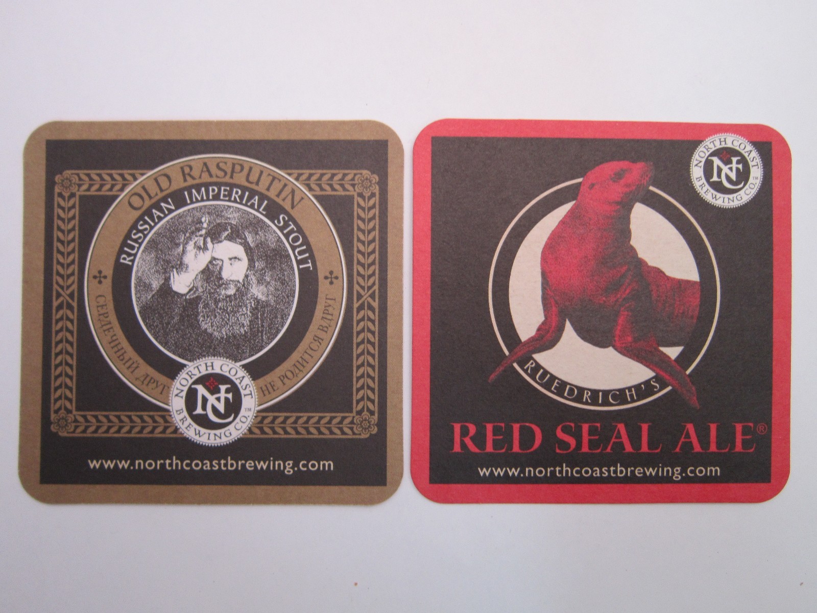 Beer Coaster ~ NORTH COAST Brewing Red Seal Ale, Old Rasputin Russian ...