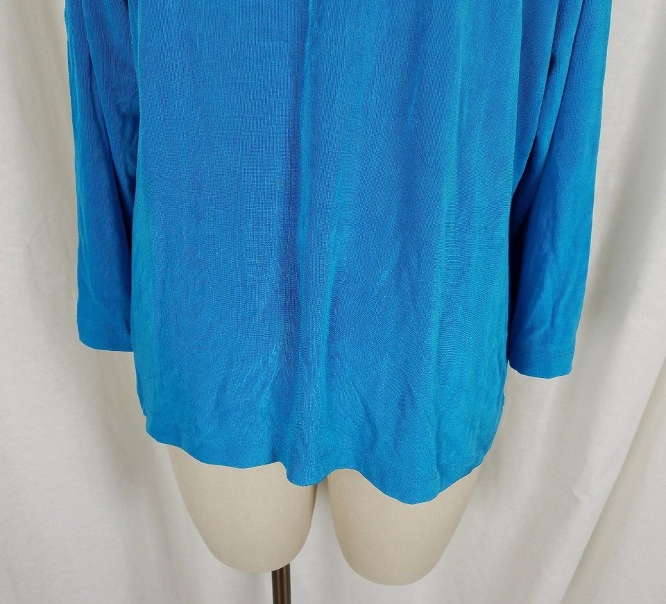 NWT QVC Style Citiknits Stretch Top Tunic Shirt Womens XL Blue Scoop ...
