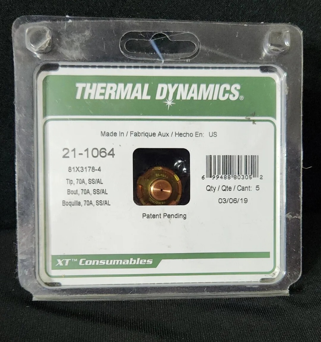 Thermal Dynamics 21-1064 Tip 70A, SS/AL Pack of 5 - New from old stock ...