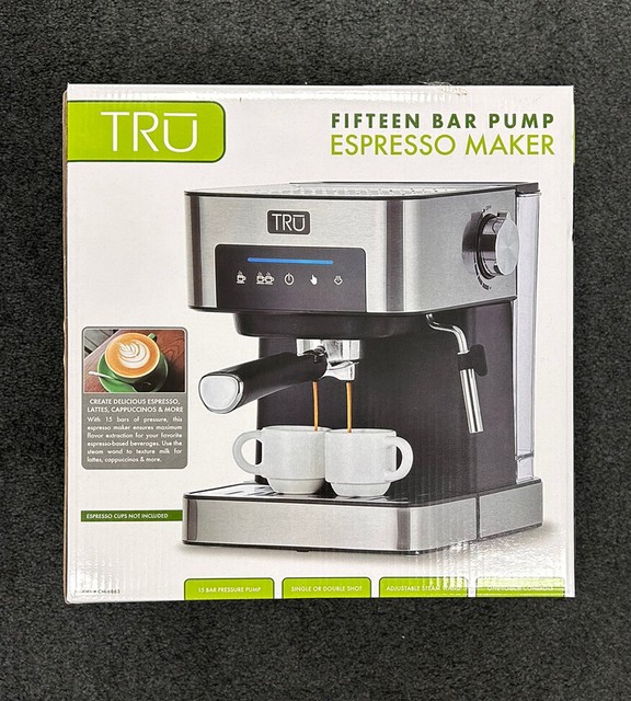 TRU 15-Bar Single/Double Shot Pump Espresso Maker CM-6863 Silver for ...