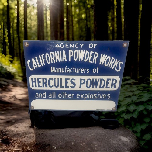 CALIFORNIA HERCULES GUN POWDER DEALER PORCEALIN METAL SIGN DYNAMITE ...