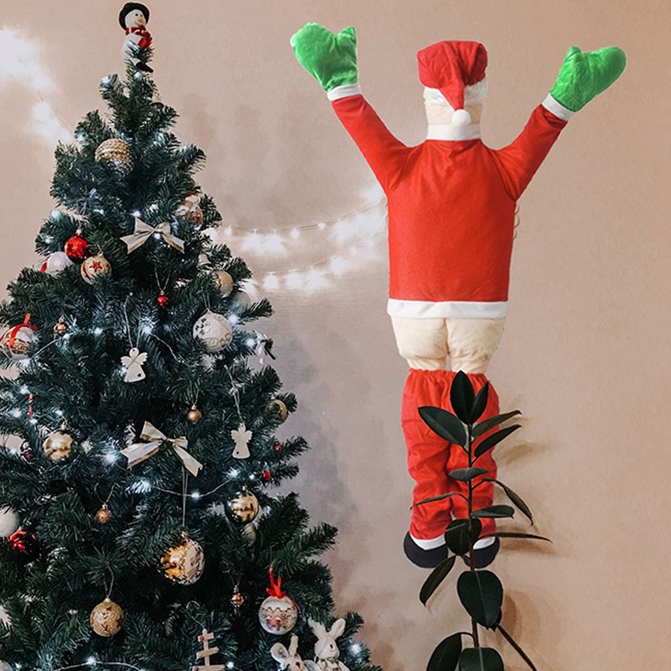 Outdoor Christmas Climbing Hanging Santa Claus,Xmas Roof Gutter Yard ...