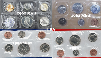 US coin sets 1961 1964 1990 1996 Mint Silver UNC only official blister B1.85 | eBay