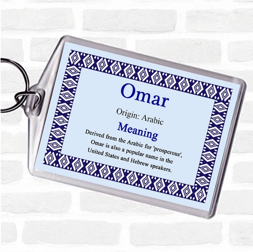 Omar Name Meaning Bag Tag Keychain Keyring Blue | eBay