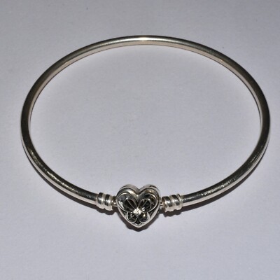 Pandora Moments Heart & Butterfly Bangle Size 8.3 592593C01 | eBay
