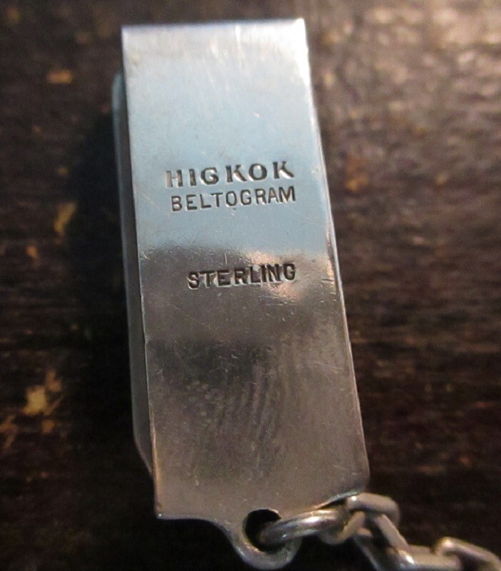 HICKOK Sterling Silver Beltogram F Initial Belt Tip Pocket Watch Chain ...