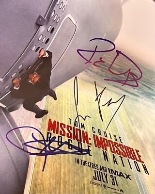 Jeremy Renner & Simon Pegg & Rebecca Ferguson SIGNED Mission Impossible ...