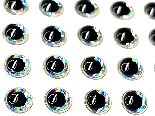 3D HOLOGRAPHIC FISHEYES - 8mm - OVAL - SILVER - FLY TYING MATERIALS ...