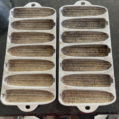 Lot Of 2 Lodge 7 Stick Corn Bread Pan 27 C H Cast Iron Vintage Set Of 2 ...
