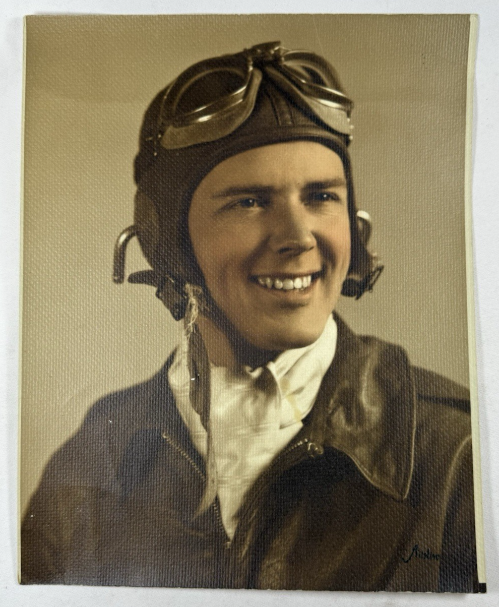Original 8x10 Studio Portrait Photo of a WW2 Era Pilot Aviator, Color ...