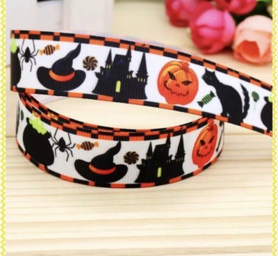 3 yards 7/8" Halloween Grosgrain Ribbon, Jack O Lantern , Witch Ribbon ...