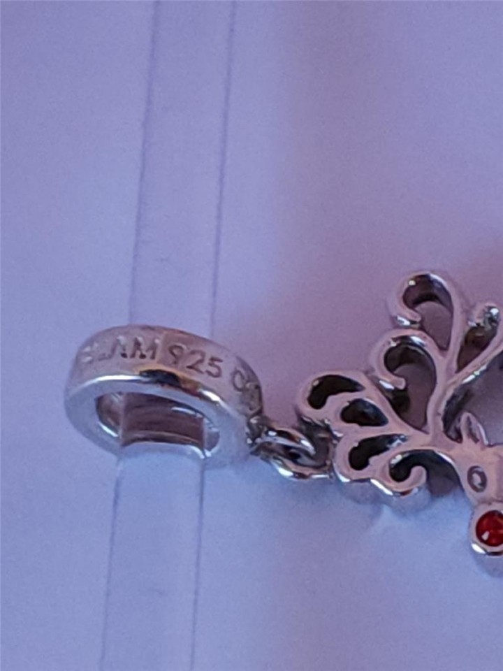 Chamilia Leaping Rudolf Reindeer Dangle Swarovski & Sterling Bead 2025 ...