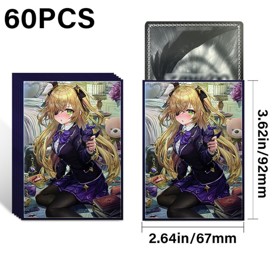 Genshin Fischl Art Card Sleeves 67x92mm 60PCS Trading Cards Yu-Gi-Oh ...