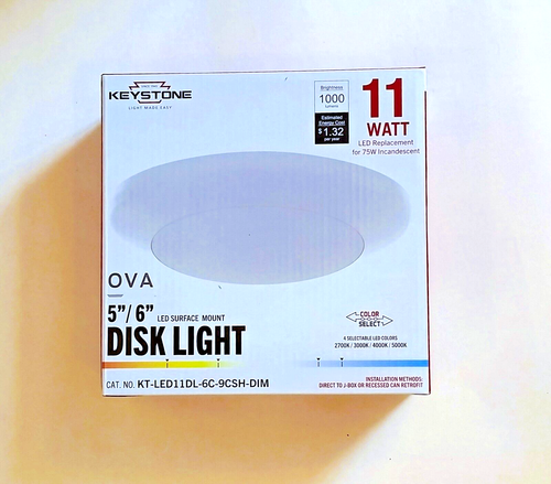 Keystone 11W 6" Color Select LED Surface Mount Retrofit Disk Downlight ...