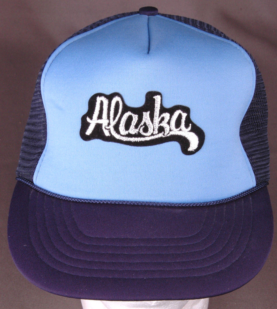 Vtg ALASKA Trucker Hat-Rope Bill-Blue-Mesh-Patch-Snapback-Cash's USA ...