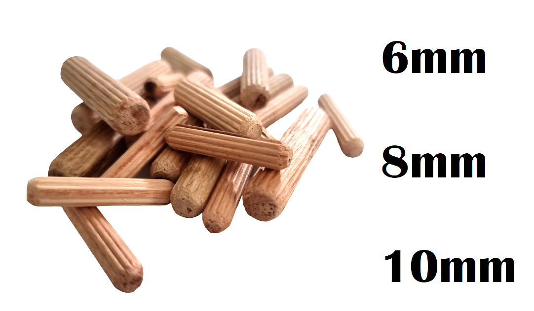 Wooden Dowels 6mm 8mm 10mm Chamfered Fluted Pin Wood Dowels Multipacks ...