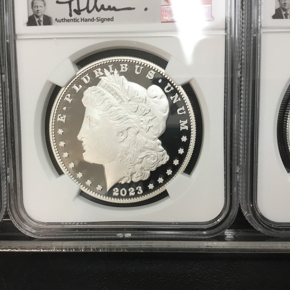 2023 Morgan & Peace Silver Dollar 4-coin set PF & MS70 NGC SIGNATURE ...