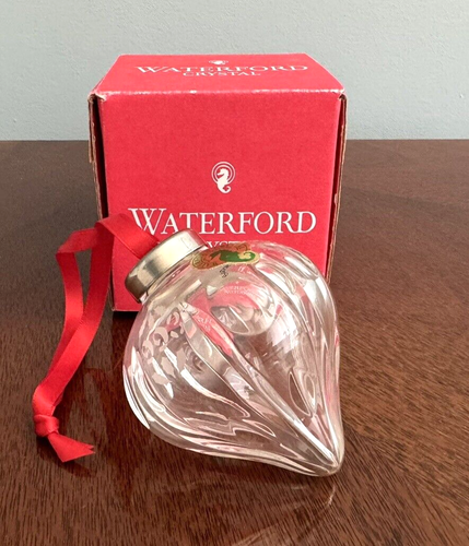 WATERFORD Annual 1993 CRYSTAL BALL ORNAMENT 3 1/2" Holiday Tree IN BOX ...