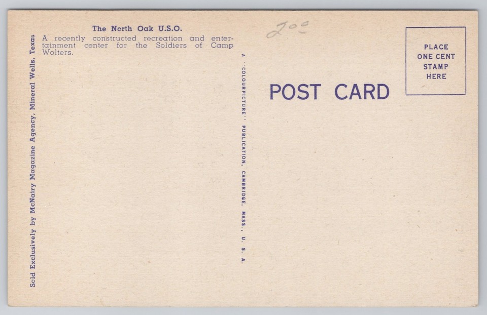 North Oak USO Building in Mineral Wells Texas c1940s Postcard | eBay