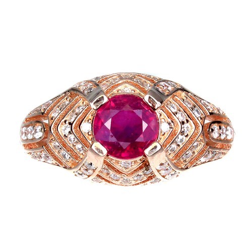 Heated Round Ruby 6mm Simulated Cz White Gold Plate 925 Sterling Silver ...