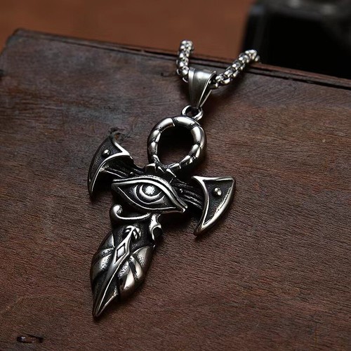 Egyptian Silver Ankh Eye of Horus Cross Pendant Protection Necklace ...
