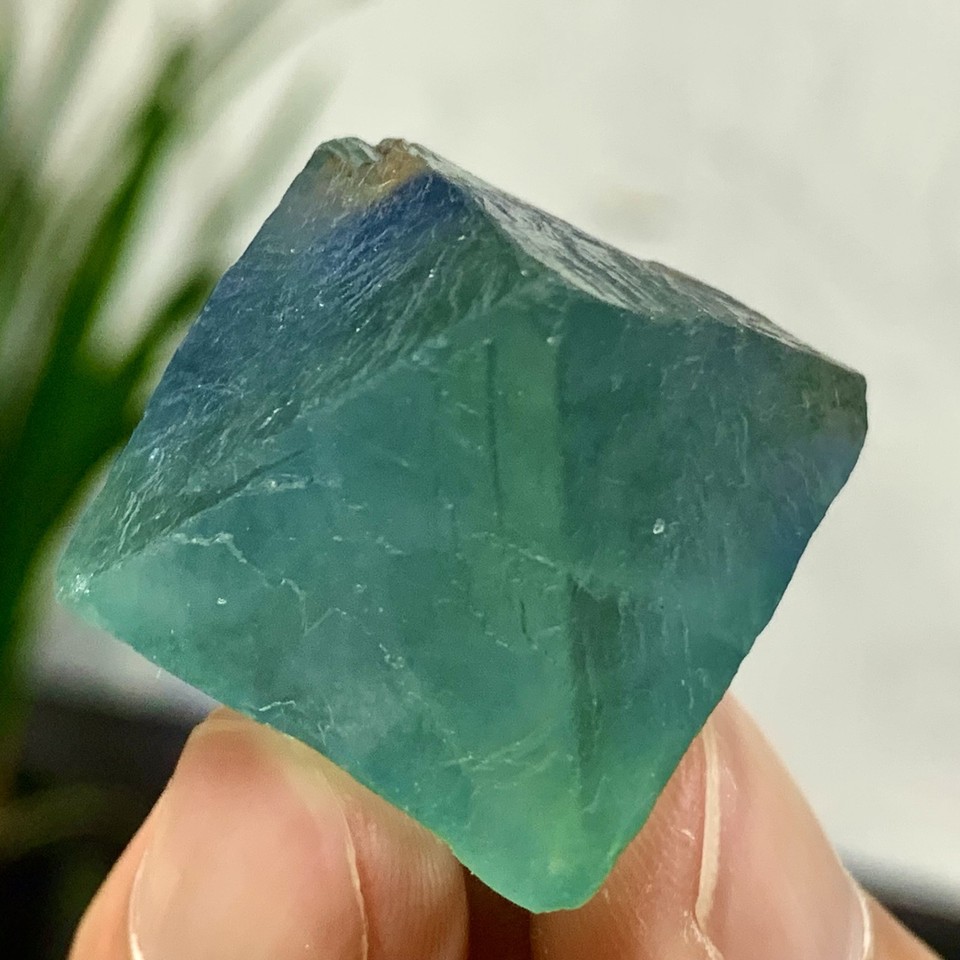 28G Natural blue green fluorite octahedron quartz crystal healing | eBay