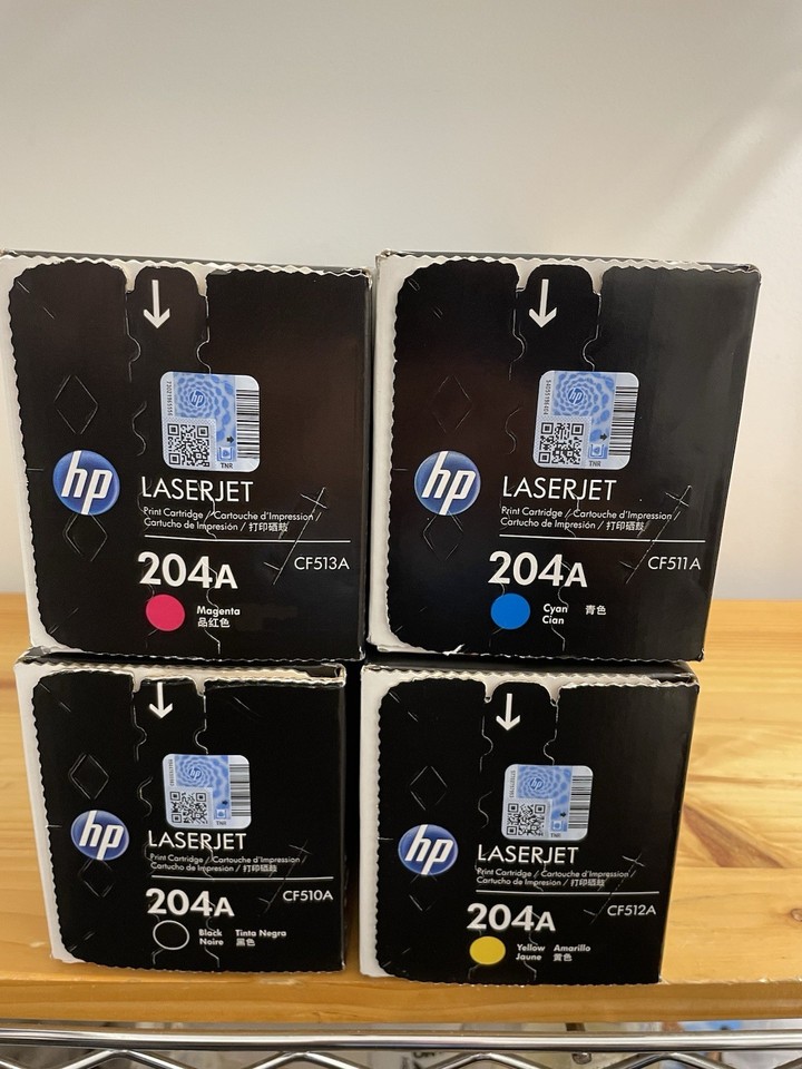 HP Laserjet 204A Black Cyan Magenta Yellow Toner CF510A CF511A CF512A ...