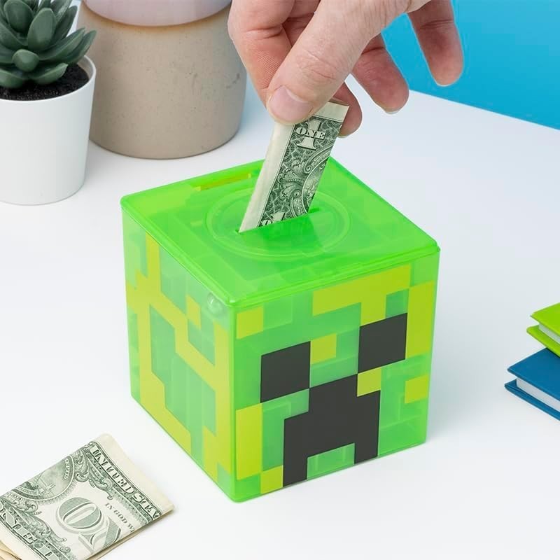 MINECRAFT Creeper Puzzle Maze Labyrinth Money Box/ Safe wth stickers ...