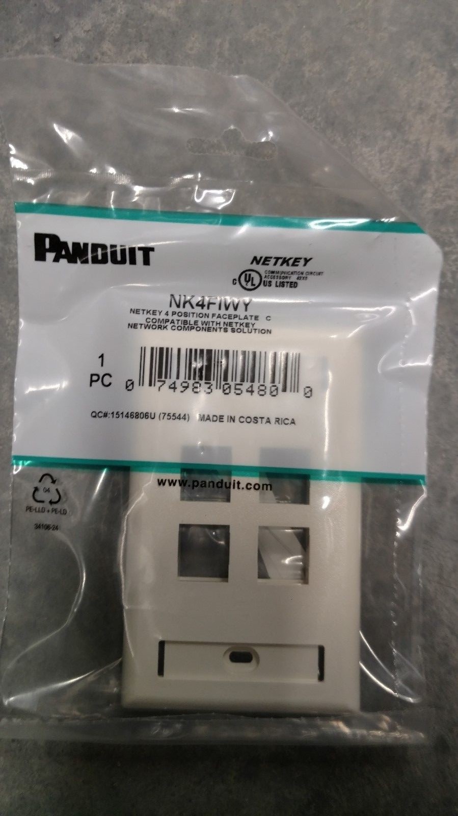 Panduit NK4FIWY, Netkey 4 Postition Faceplate **Free Shipping** | eBay