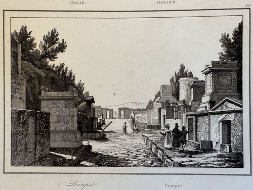 Pompeii View Animated 1838 About Lemaitre Campania Naples Ercolano | eBay