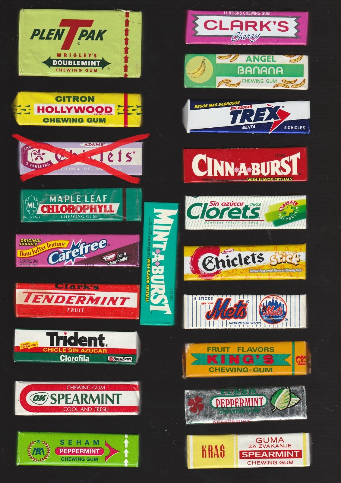 Advertising chewing GUM PACK --- ADAMS CHICLETS CLARK MONDELEZ "1 PIECE ...