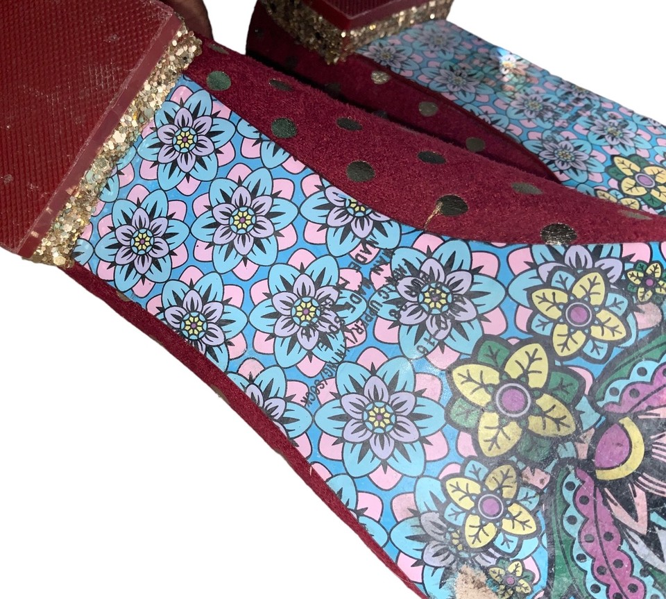 Irregular Choice Red Gold Glitter Twiskers Cat Chasing Mouse Flats Size ...