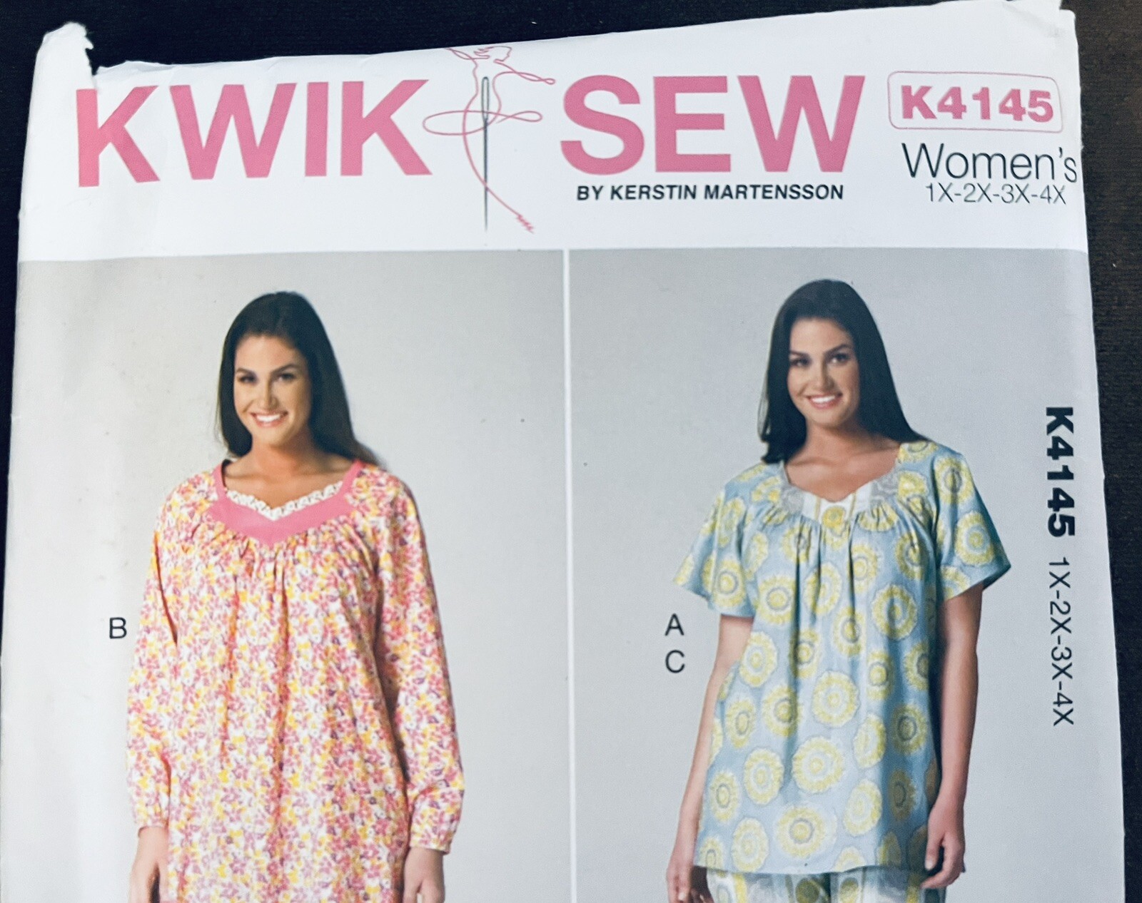 Kwik Sew 4145 Womens Plus Nightgown Pajamas Tops Pants Sewing Pattern ...