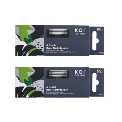2 x4 pack Koi Razor 6 Blade Cartridges Lubricated Stainless Steel Aloe ...
