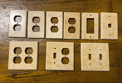 Huge lot of 9 Cut Stone, Cast Stone Double Wall Switch Plates outlet ...