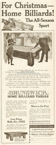 1917 Brunswick Billiard Table Carom Pocket Pool Antique Print Ad ...