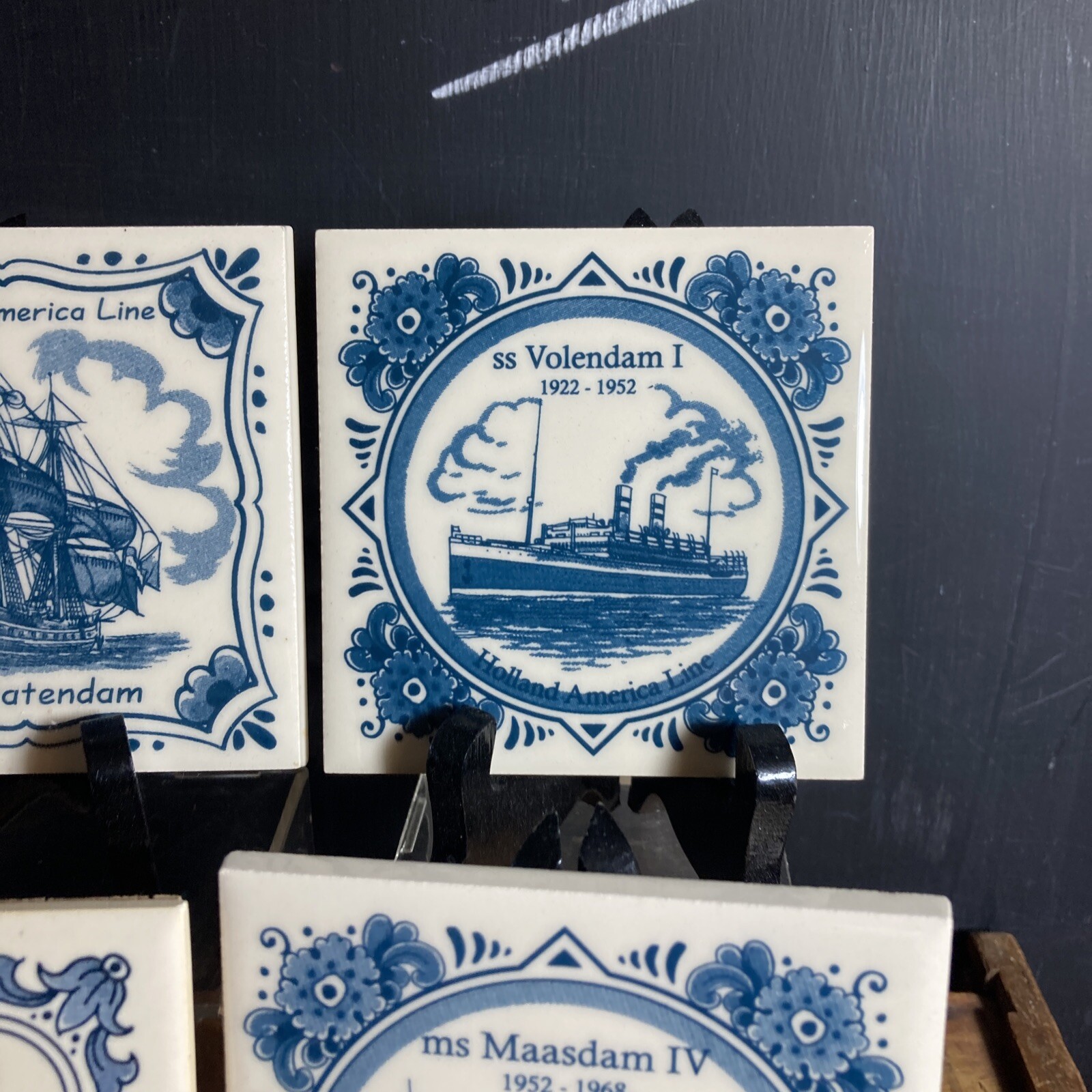Holland America Cruise Line Blue Delft Tiles Coasters Various Scenes | eBay