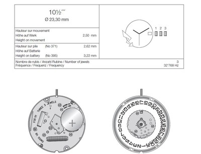 ETA F05.111 quartz movement 10 1/2 H0 SC CLD @3 | eBay