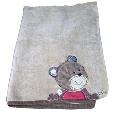 CoCaLo Baby Brown Bear Baby Blanket Minky Plush Dark Brown Trim 30in x ...