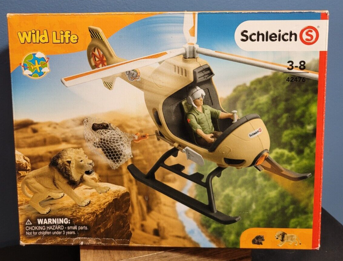 SCHLEICH Wild Life set 42476 Animal Rescue Helicopter Playset OPEN BOX ...