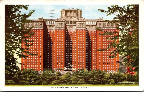 STEVENS HOTEL Chicago, Illinois IL c1946 Postcard | eBay