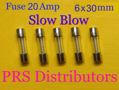 Fuse 20A 250V 6X30mm SLOW BLOW Glass Fuse AGC 20 Amp 250 Volt 5 piece ...