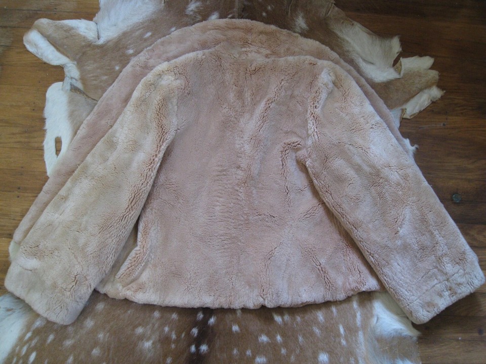 Blush Sheared Beaver Fur coat jacket taupe dusty rose size XS Soft Warm ...