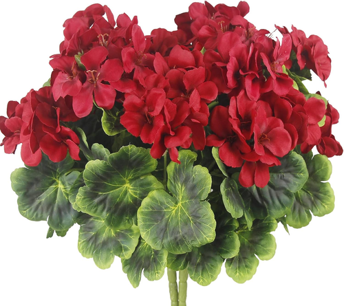 2 Pcs Artificial Geraniums Outdoor Silk Geranium Flowers Red Geranium ...