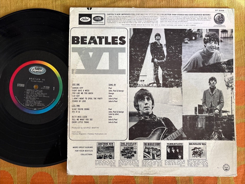 Beatles VI 1965 Stereo US LP With Revised Back Cover Text | eBay