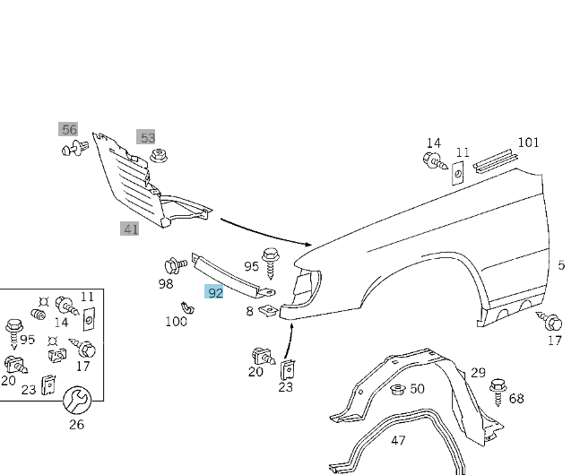 Mercedes-Benz W124 280 300 E320 E420 LEFT Left Headlight Trim ...
