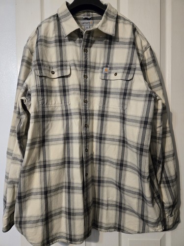 Carhartt 104451 Men's 2XL Tall Original Fit Plaid Flannel Shirt Outdoor ...