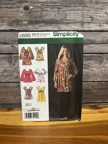 Simplicity Pattern 2690 Tunic Dress Pullover Empire Sz 16-24 Uncut | eBay